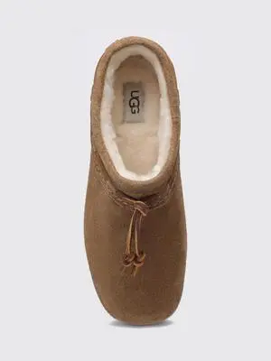 UGG Suede Wedge Mules With Fur Lining - Hazel