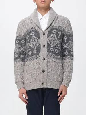 Brunello Cucinelli Jacquard Shawl Collar Cardigan In Wool, Silk And Cashmere