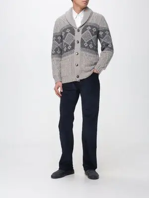 Brunello Cucinelli Jacquard Shawl Collar Cardigan In Wool, Silk And Cashmere