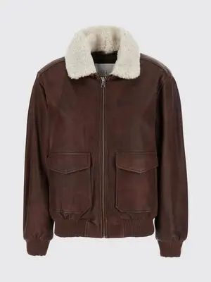 TELA Lambskin Bomber Jacket With Fur Collar And Patch Pockets - Brown