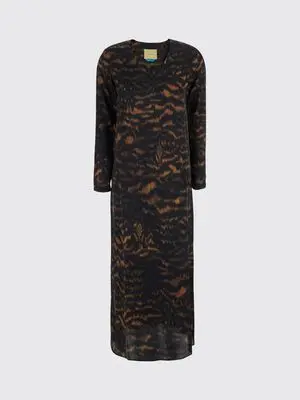 Momoni Aoife Animal Print V-neck Long Tunic In Stretch Silk