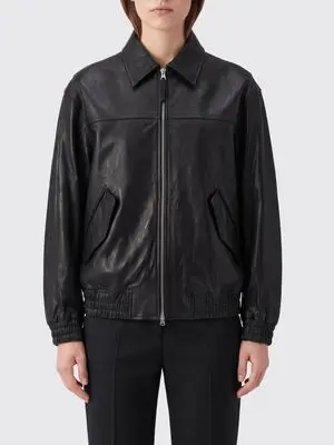 DUNST Lambskin Bomber Jacket With Classic Collar And Dropped Shoulders - Black