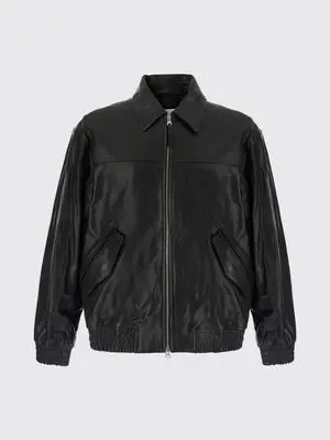DUNST Lambskin Bomber Jacket With Classic Collar And Dropped Shoulders - Black