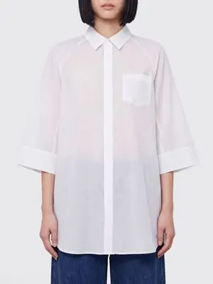 Sacai Cotton Blend Chemisier Mini Dress With Classic Collar - White