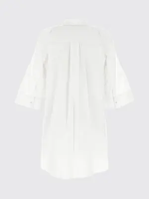 Sacai Cotton Blend Chemisier Mini Dress With Classic Collar - White