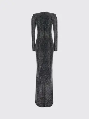 TWENTY FOURHAITCH Long Sheath Evening Gown In Jersey With Rhinestones And Padded Shoulders