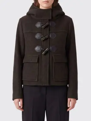 GANNI Short Duffle Coat In Wool And Cashmere Blend With Hood