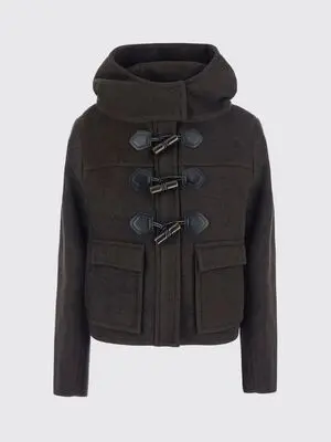 GANNI Short Duffle Coat In Wool And Cashmere Blend With Hood