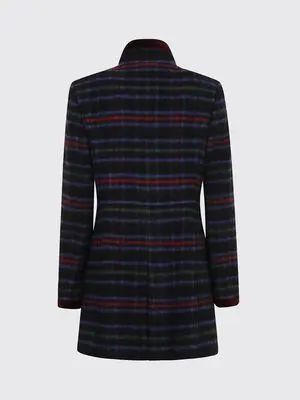FAY Knee-length Single-breasted Tartan Wool Coat With Toggle Fastening - Blue