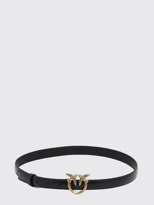 Pinko Love Berry Leather Belt With Love Birds Logo Buckle - Black