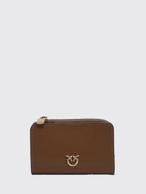 Pinko Smooth Calfskin Bifold Wallet With Love Birds Logo - Leather
