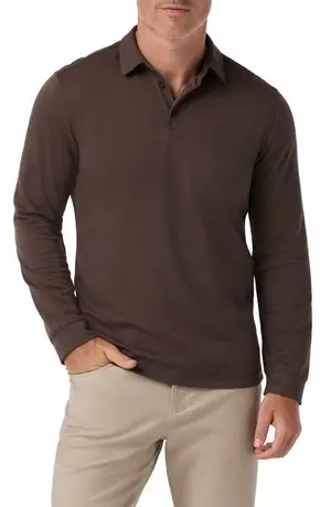 Mizzen+main Kent Long Sleeve Performance Polo - Espresso
