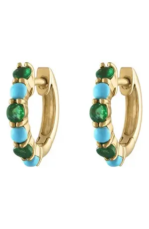 EDEN PRESLEY Signature Gold Blue Sapphire Huggie Hoop Earrings - Turquoise/emerald