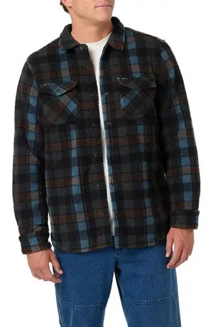 O'Neill Glacier Plaid High Pile Fleece Shirt Jacket - Dark Shadow