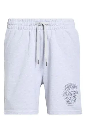 Casablanca Classic Fit Eveil Ancestral Appliqué Organic Cotton Sweat Shorts - Grey Marle