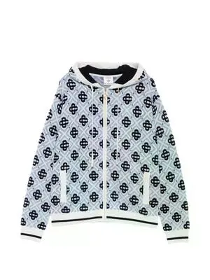 Casablanca Cc Monogram Zip-up Hoodie - Blue