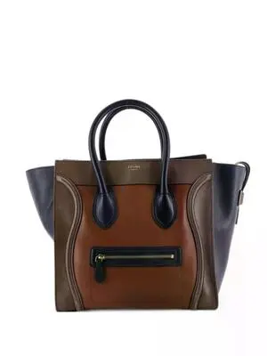 Celine Tricolor Luggage Bag Leather Mini Tote Bag - Brown