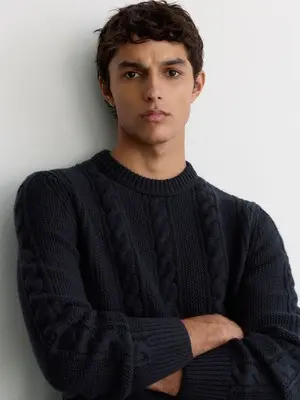 REISS Hughes Cable-knit Crew-neck Jumper With Wool