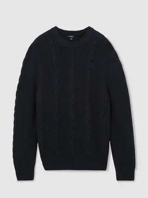 REISS Hughes Cable-knit Crew-neck Jumper With Wool