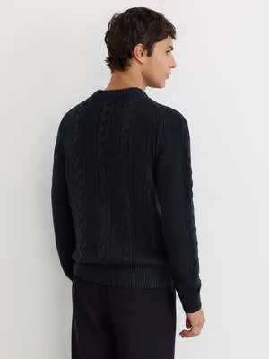 REISS Hughes Cable-knit Crew-neck Jumper With Wool