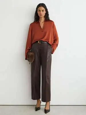 REISS Marina Silk Open-collar Blouse
