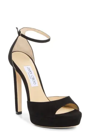 JIMMY CHOO Pattie Leather Platform Sandal - Black
