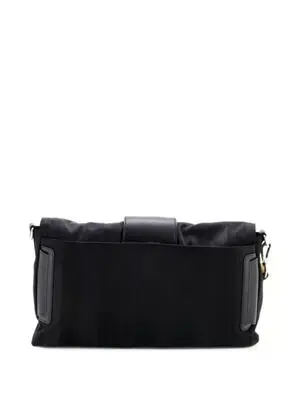 Fendi Baguette Convertible Shoulder Bag Striped Nylon Large Belt Bag - Black