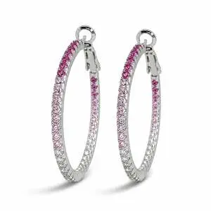NINEMOO Lueur Rosé E Gradient Crystal Hoop Earrings - Silver