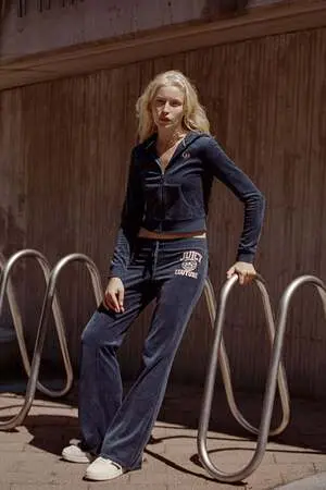 Juicy Couture Scottie Cotton Velour Track Pants - Regal Blue