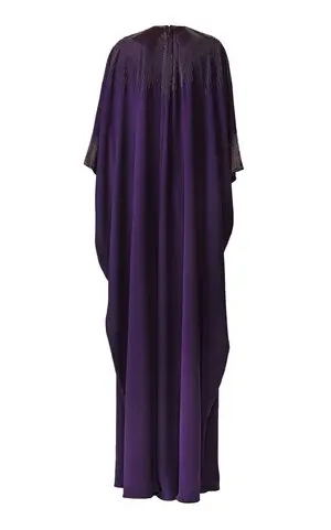 Naeem Khan Caftan Beaded Crepe Maxi Dress