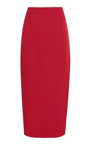 Rosie Assoulin Classic Pencil Satin Midi Skirt - Red