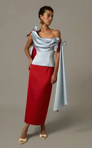 Rosie Assoulin Classic Pencil Satin Midi Skirt