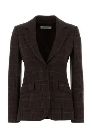 Max Mara Embroidered Wool-blend Blazer - Checked