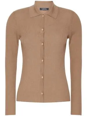 Max Mara Ribbed Button-front Knit Cardigan - Beige