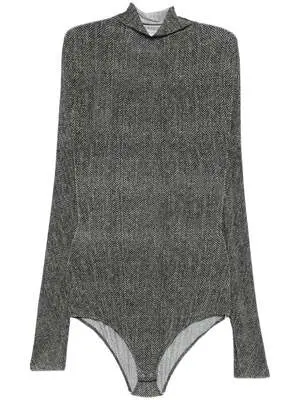 MAISON MARGIELA Sheer Gradient High-neck Bodysuit With Long Sleeves - Grey