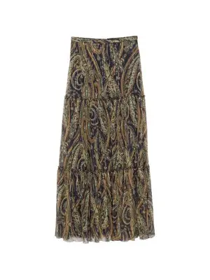 Etro Printed Silk Long Skirt - Brown