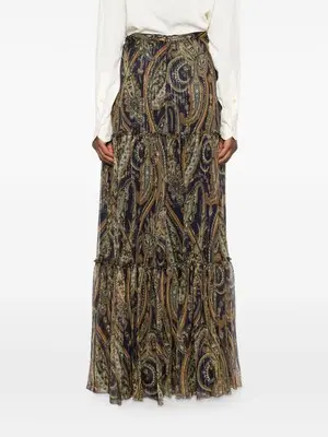Etro Printed Silk Long Skirt