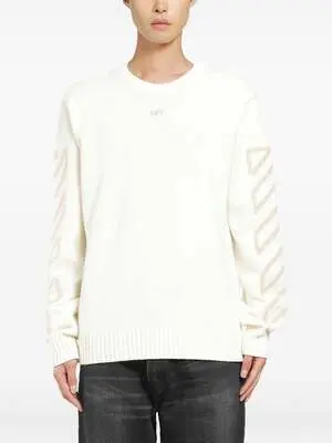 Off-White Diag Arrow Fuzzy Knit Crewneck - Cream
