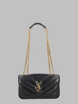 Saint Laurent Loulou Mini Quilted Lamb Shoulder Bag 24 Cm X 14 Cm X 6 Cm - Black