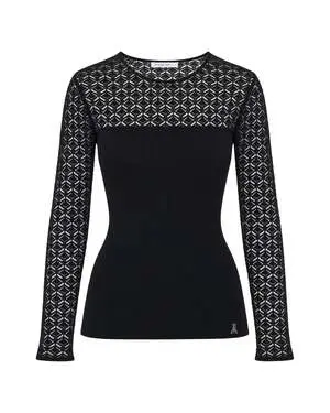 Patrizia Pepe Lace-panel Long Sleeve Fitted Top