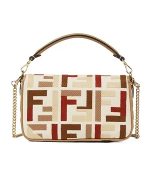 Fendi Canvas Bag With Multicolor Ff Embroidery