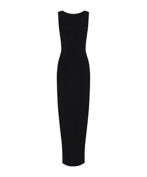 Elisabetta Franchi Red Carpet Dress In Shiny Viscose Fabric With Charms - Black