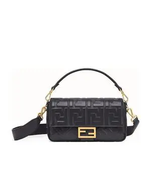 Fendi Nappa Leather Bag With Ff Motif - Black
