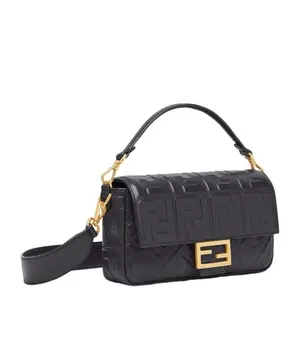 Fendi Nappa Leather Bag With Ff Motif - Black