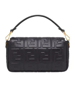 Fendi Nappa Leather Bag With Ff Motif - Black