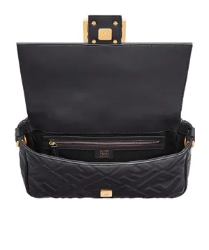 Fendi Nappa Leather Bag With Ff Motif - Black
