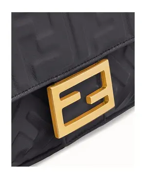 Fendi Nappa Leather Bag With Ff Motif - Black