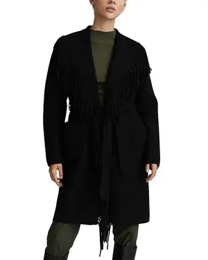 NVLT Eyelash Wrap Fringe Coatigan - Black