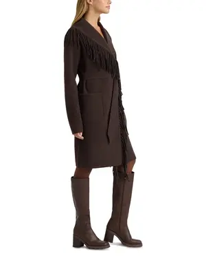 NVLT Eyelash Wrap Fringe Coatigan - Espresso