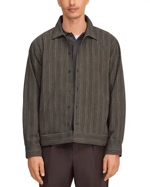 Nn07 Reed Relaxed Yarn Dye Stripe Overshirt - Shadow Moss